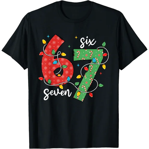 67 Six Seven Brain Rot 6-7 Krismast Lights T-Shirt - Walmart.com