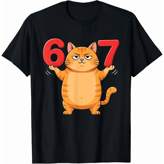 67 Six Seven Cat Meme Funny Gen Z Alpha Silly Humor Feline Unisex T ...