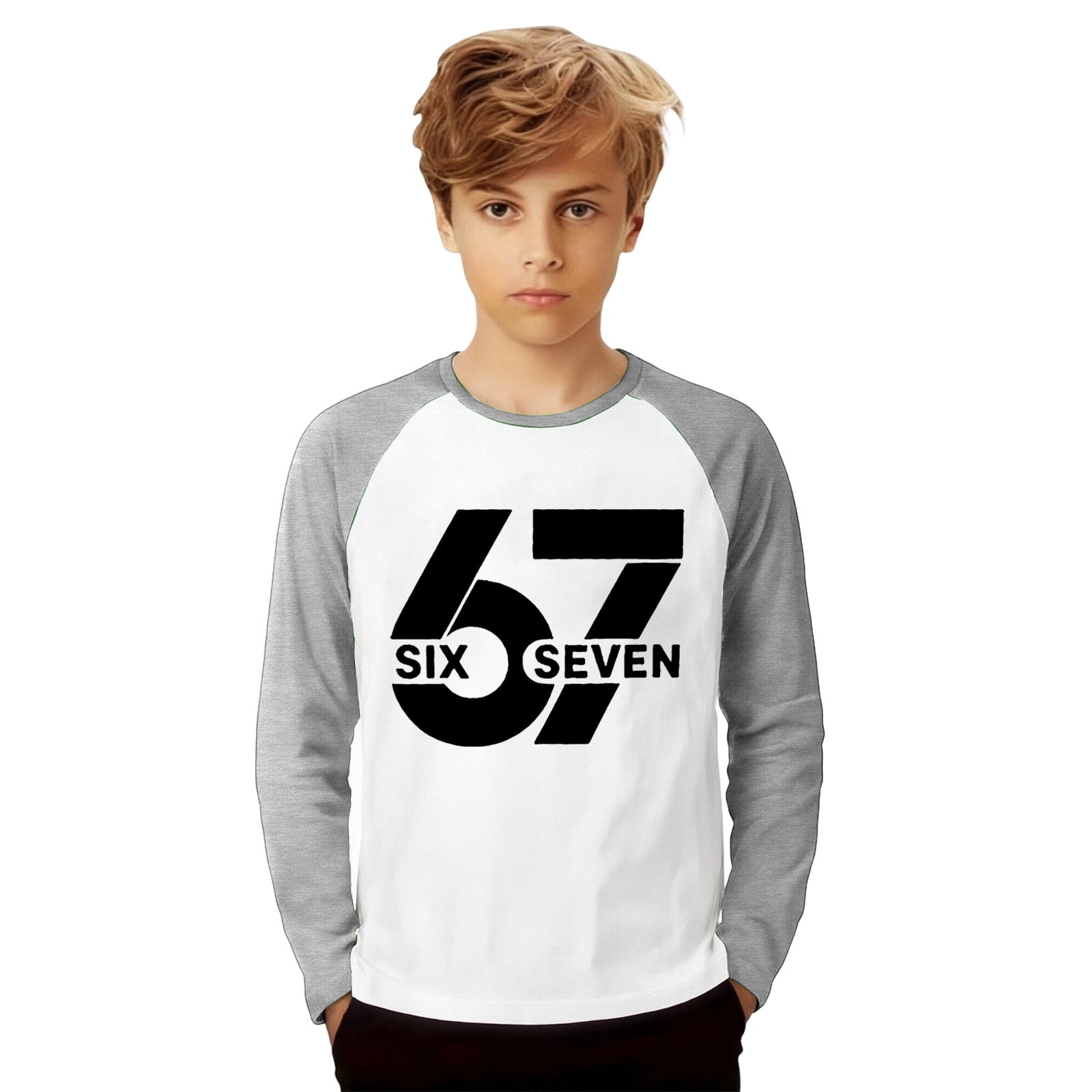 67 Six Seven Kids' 67 Print Raglan Sleeve Rap T Shirt Top Grey 4 Y-5 Y ...