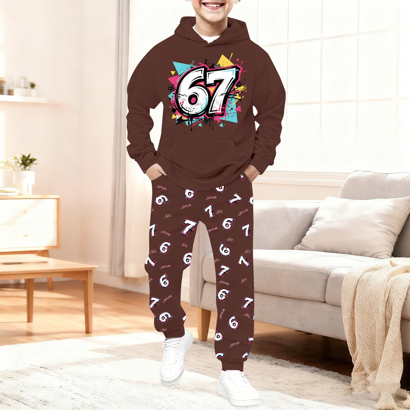 67 Six Seven Letter Outfits Set For Kids Outfits Set Casual Boys Winter ...