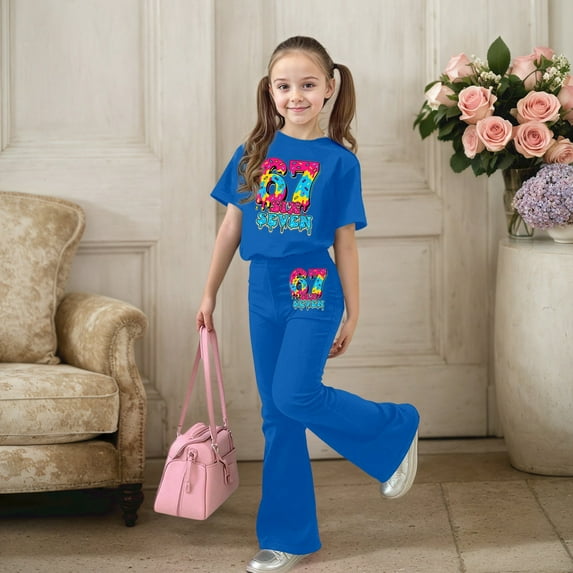 67 Six Seven Letter Outfits Set For Kids Outfits Set Casual Girls ...