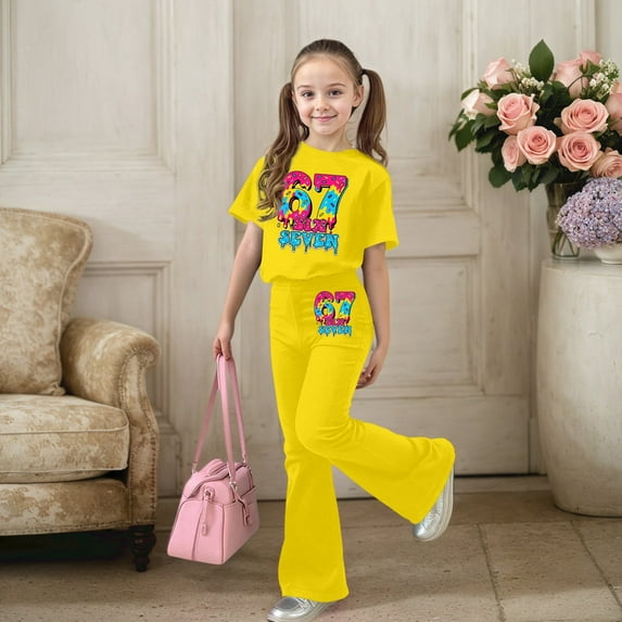 67 Six Seven Letter Outfits Set For Kids Outfits Set Casual Girls ...