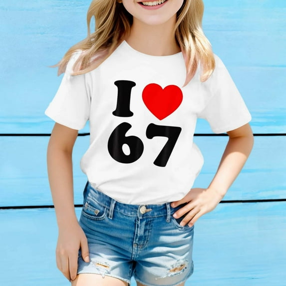 67 Six Seven Letter T-Shirts For Kids T-Shirts Casual Unisex Kids ...