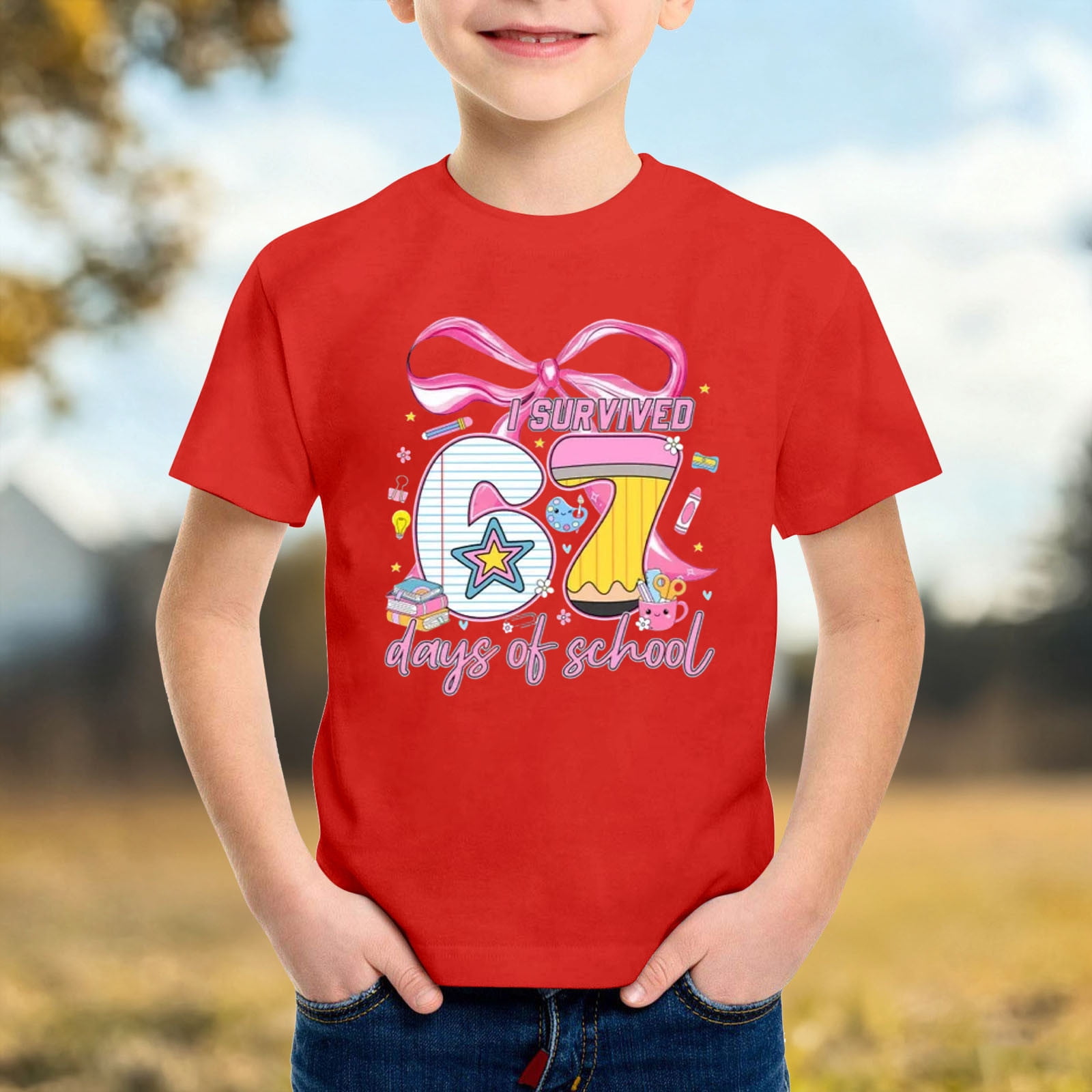 67 Six Seven Letter T-Shirts For Kids T-Shirts Casual Boys Summer Short ...