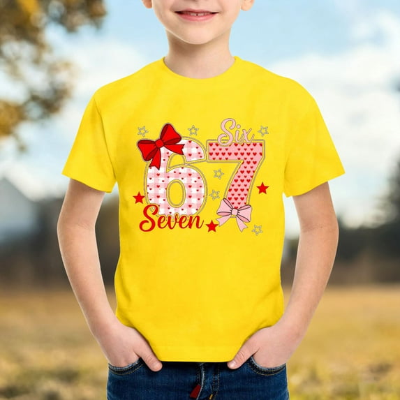 67 Six Seven Letter T-Shirts For Kids T-Shirts Casual Boys Summer Short ...