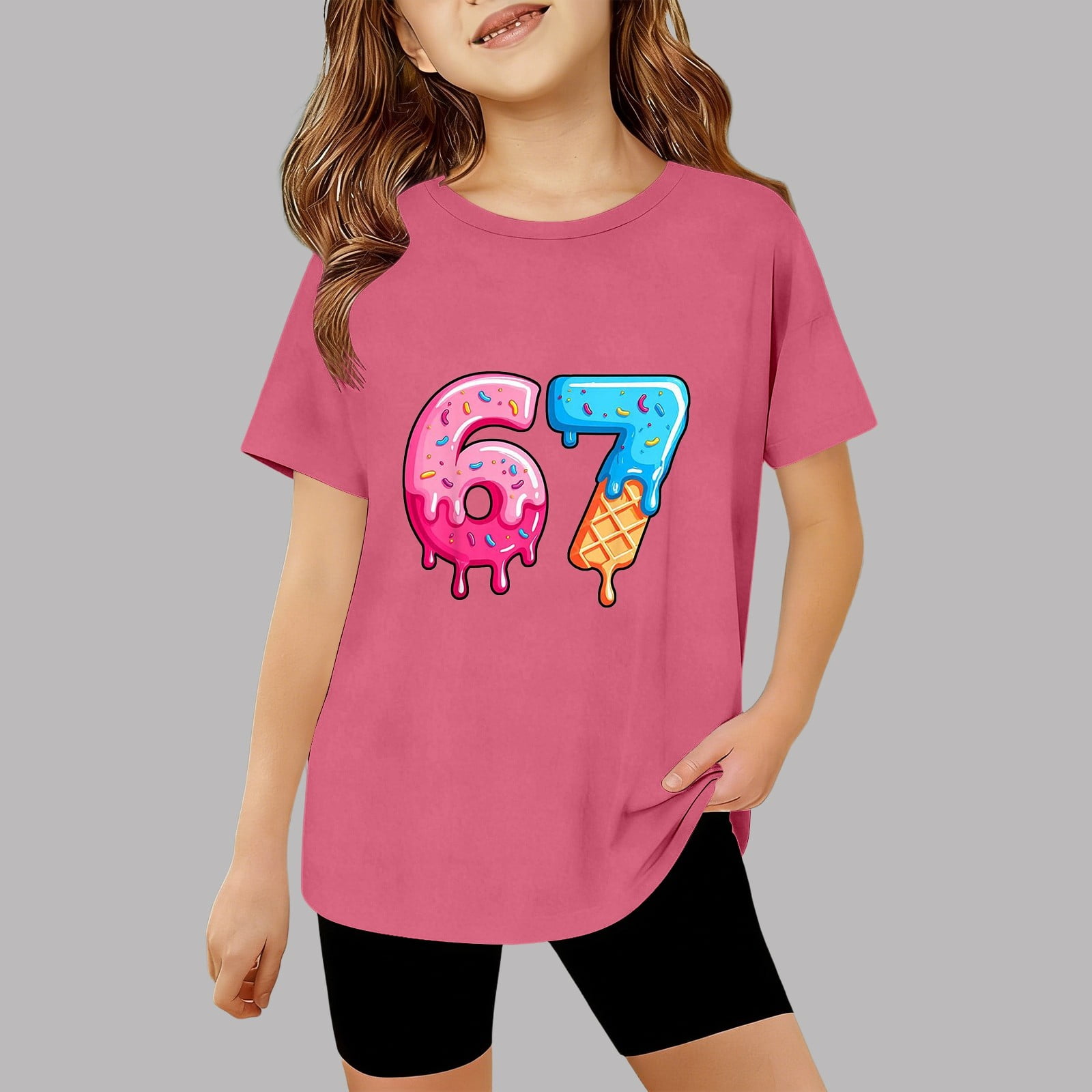 67 Six Seven Letter T-Shirts For Kids T-Shirts Casual Girls Fashion ...
