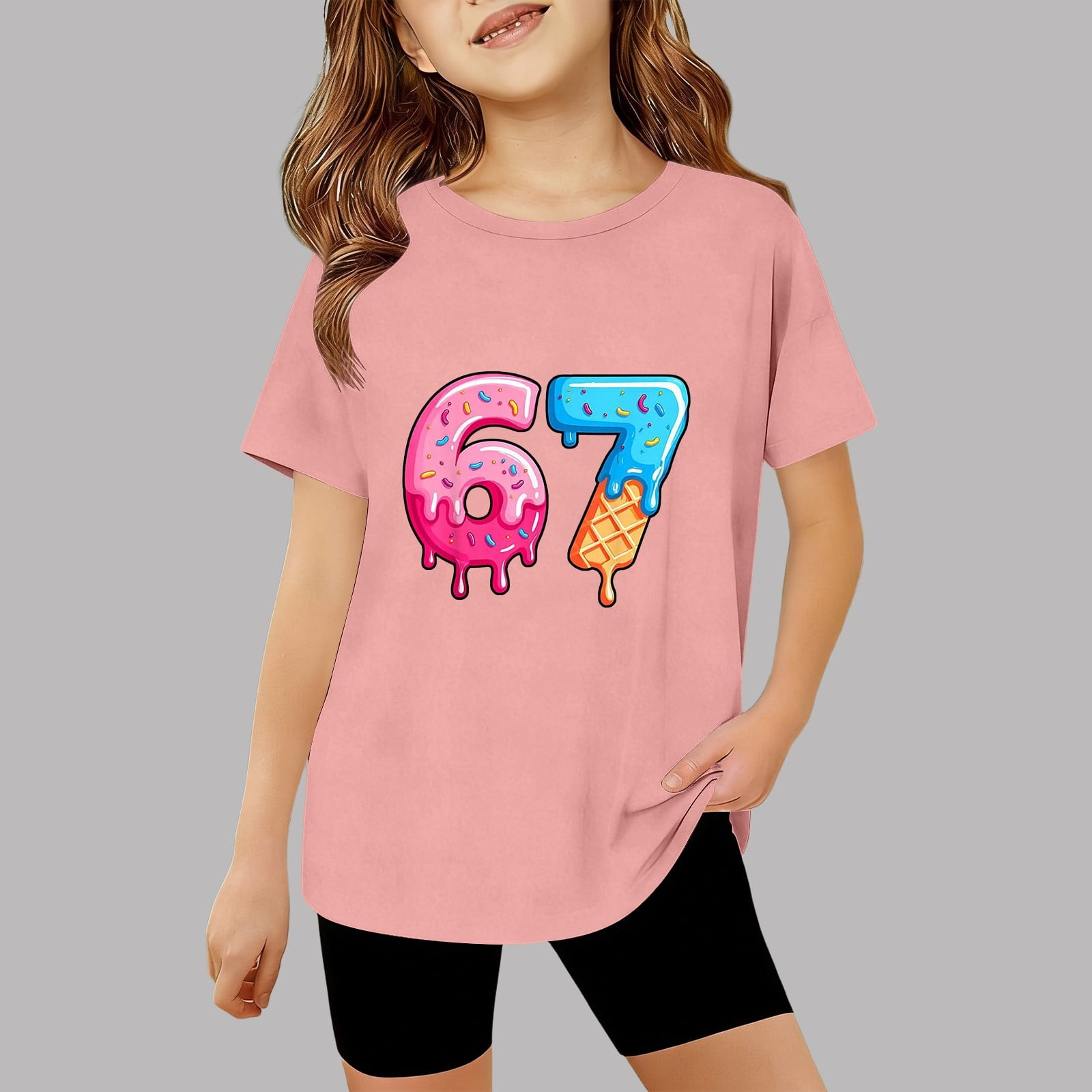 67 Six Seven Letter T-Shirts For Kids T-Shirts Casual Girls Fashion ...