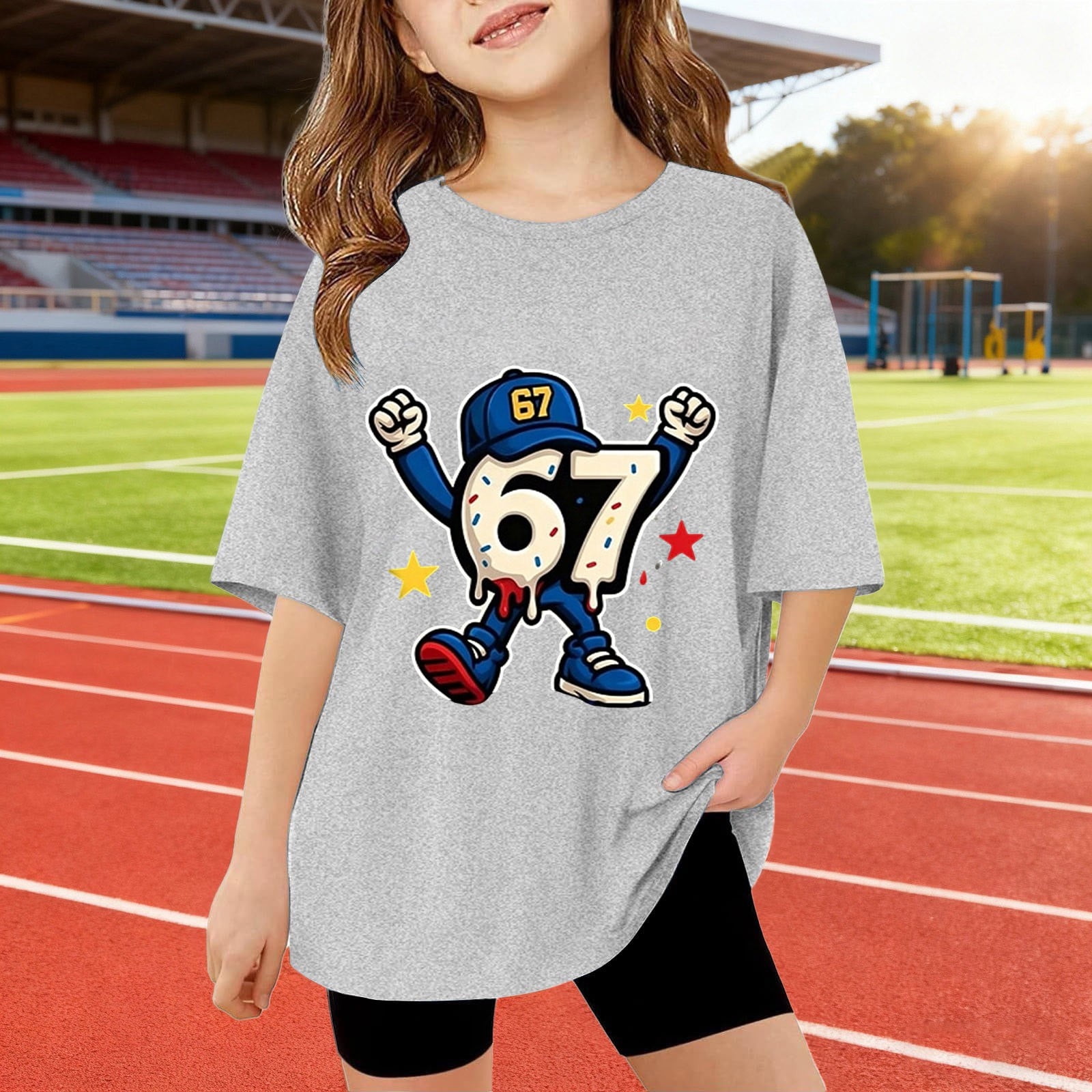 67 Six Seven Letter T-Shirts For Kids T-Shirts Casual Girls Graphic ...