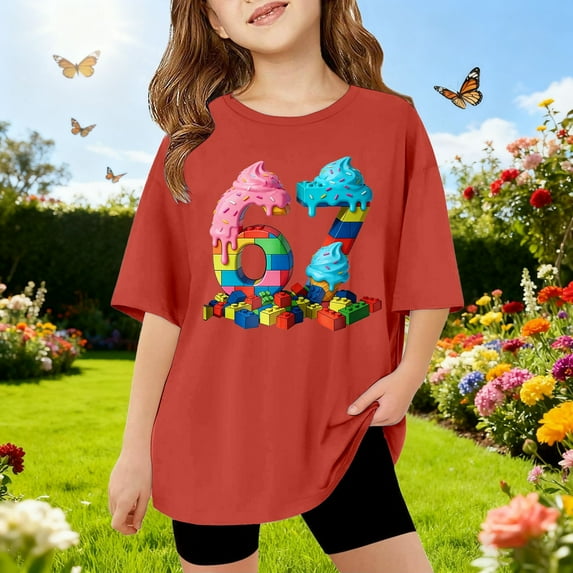 67 Six Seven Letter T-Shirts For Kids T-Shirts Casual Girls Summer ...
