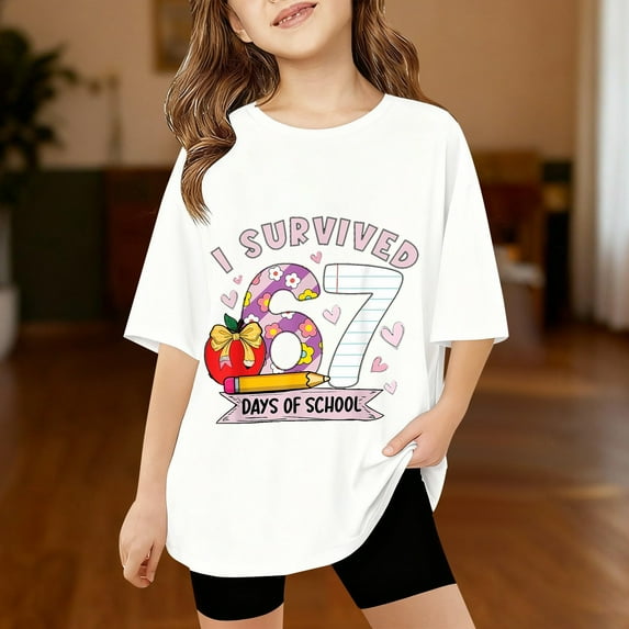 67 Six Seven Letter T-Shirts For Kids T-Shirts Casual Stylish Graphic ...