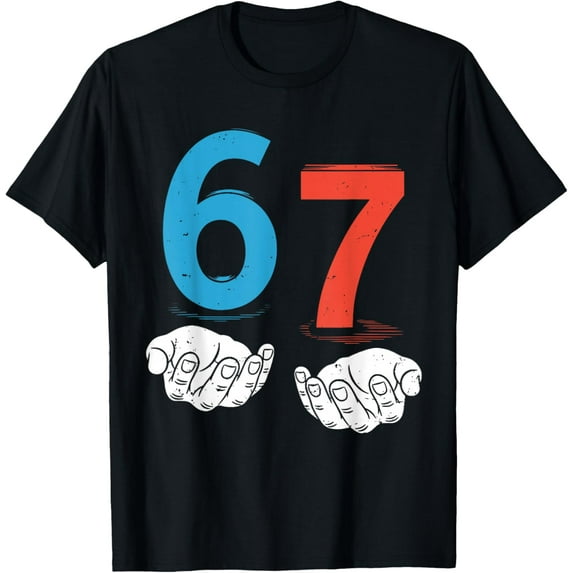 67 Six Seven Meme Gen Alpha Slang 6 7 Hands Funny Boys Kids T-Shirt ...