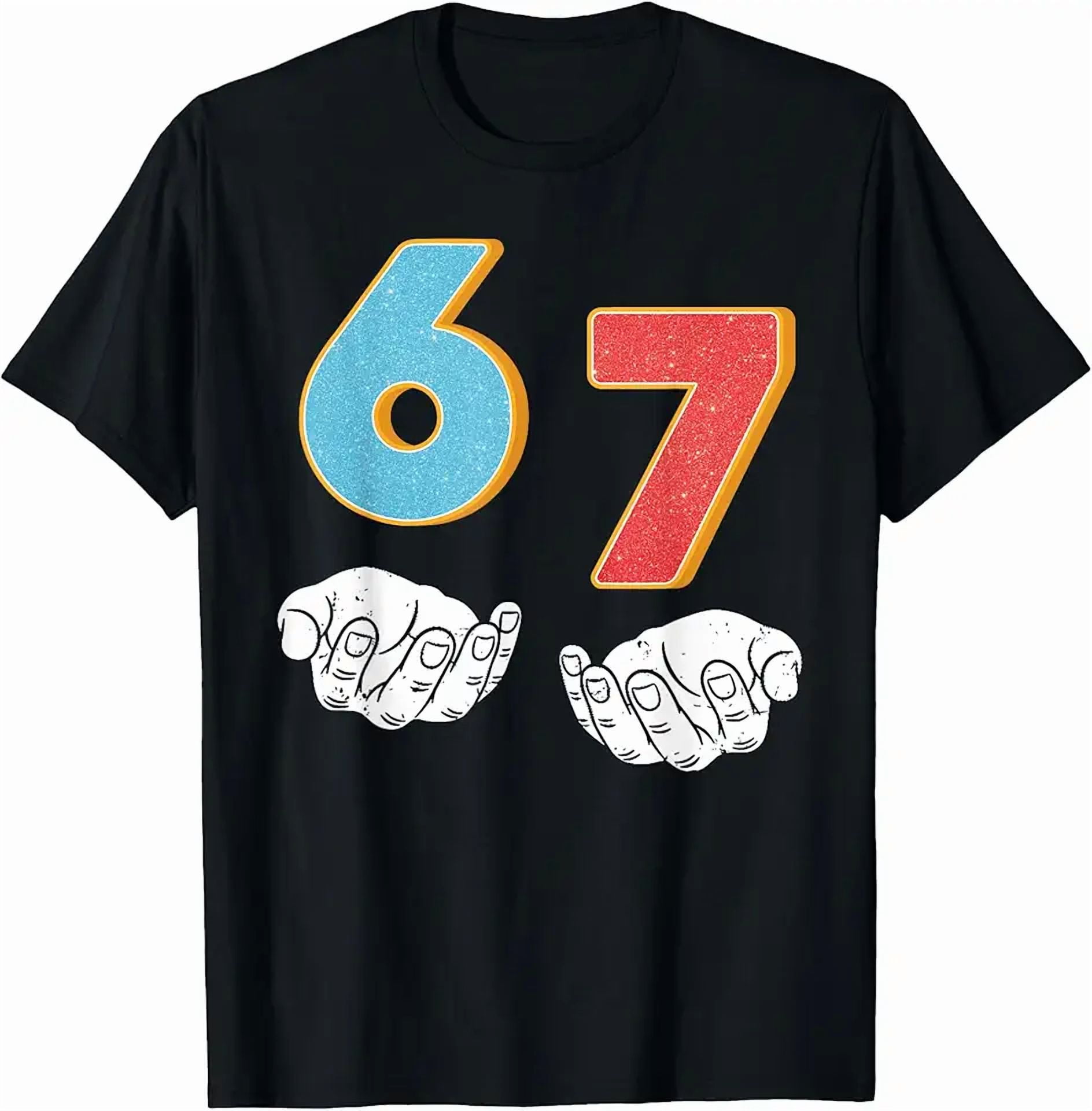 67 Six Seven Meme Gen Alpha Slang 6 7 Hands Funny Boys Kids T-Shirt ...