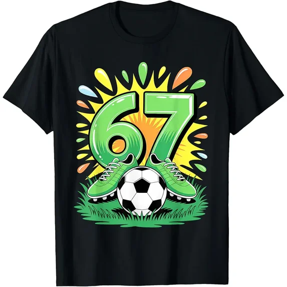 67 Six Seven Soccer Football Funny Meme Boys Men Women T-Shirt ...