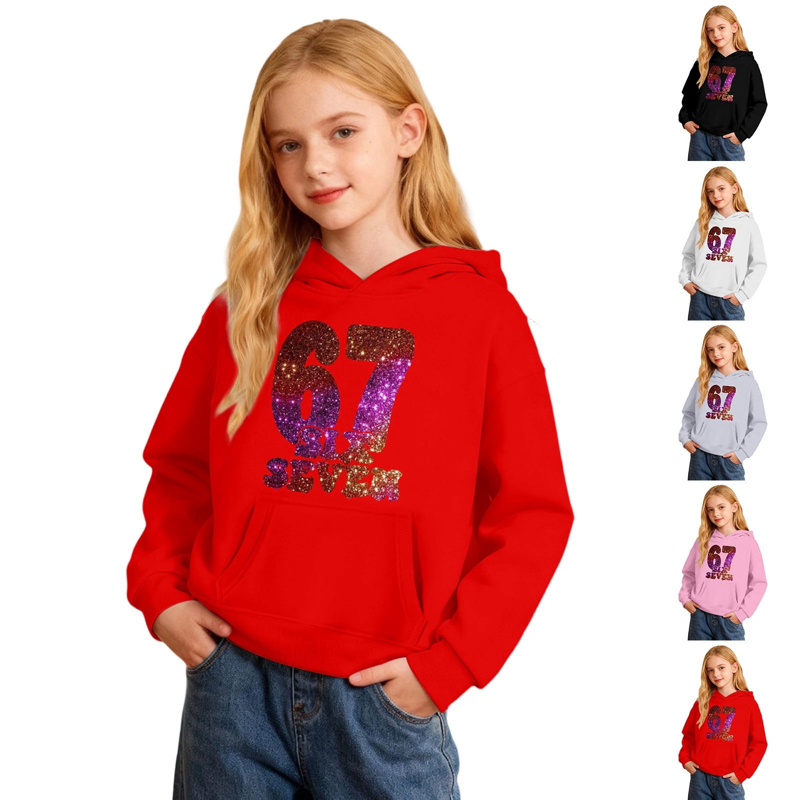 67 Six Seven Sweatshirt For Kids Sparkle Hoodies 6 7 Funny Kids Meme ...
