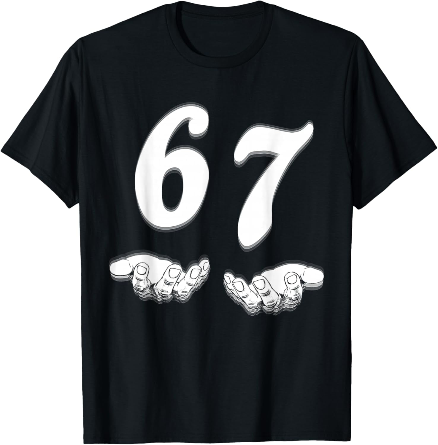 67 Six Seven with Hands Black and White Art T-Shirt - Walmart.com