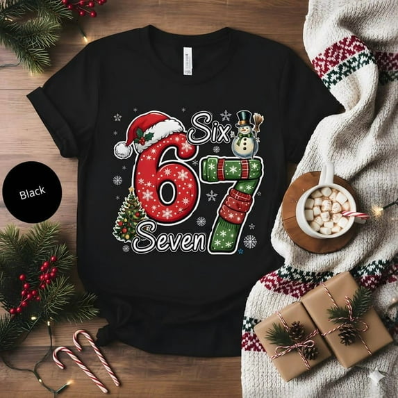 67 Snowman Tree Scene Tee, Cute Winter Number Holiday Artwork – Unisex ...