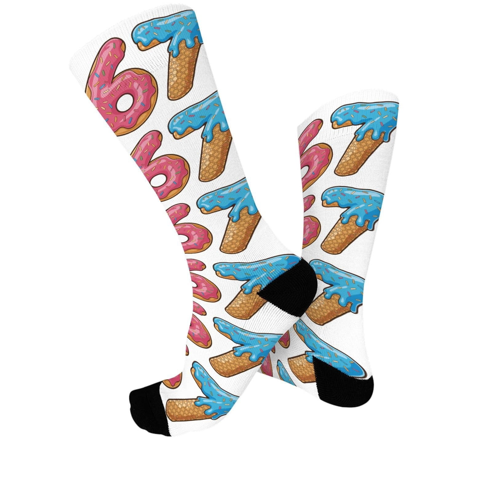 67 Socks 6 7 Meme Novelty Crew Socks Funny Dripping Print Baseball ...