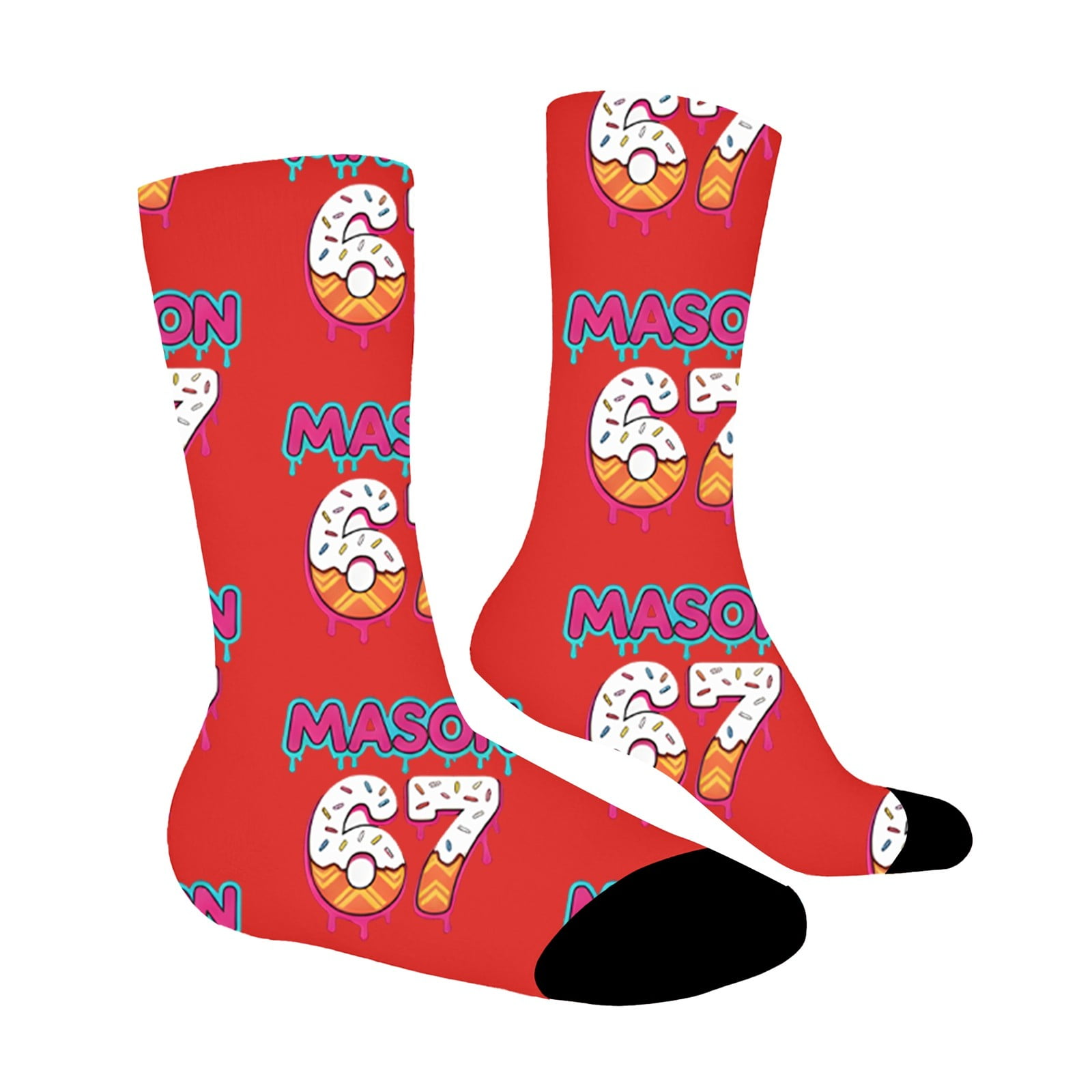 67 Socks 6 7 Meme Novelty Six Seven Crew Socks Funny Christmas Gifts ...