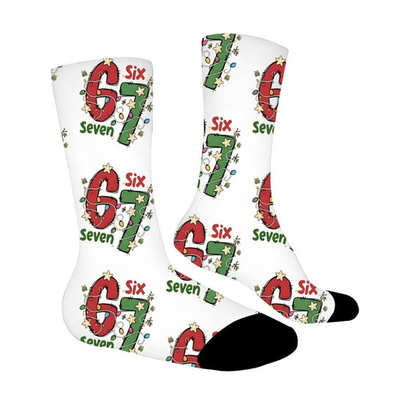 67 Socks 6 7 Meme Novelty Six Seven Crew Socks Funny Christmas Gifts ...