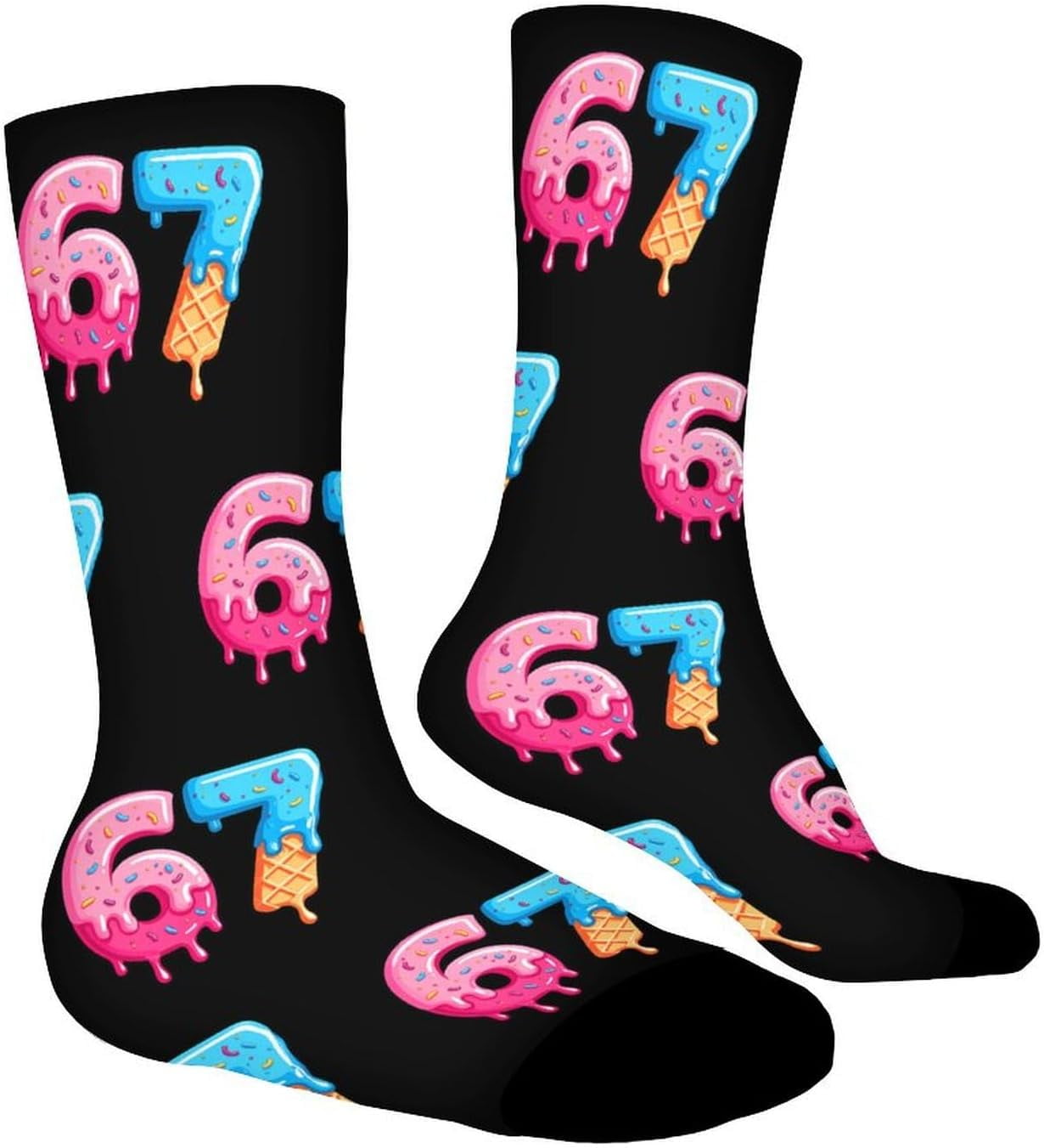67 Socks Ice Cream,6 7 Meme Novelty Six Seven Crew Socks, Funny Creams ...