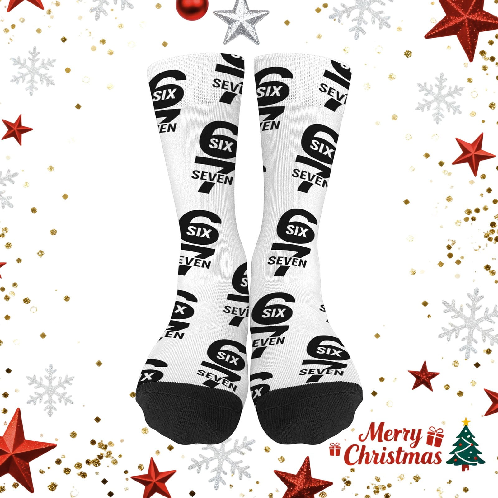 67 Socks Ice Cream 6 7 Meme Novelty Six Seven Number Crew Socks Funny ...