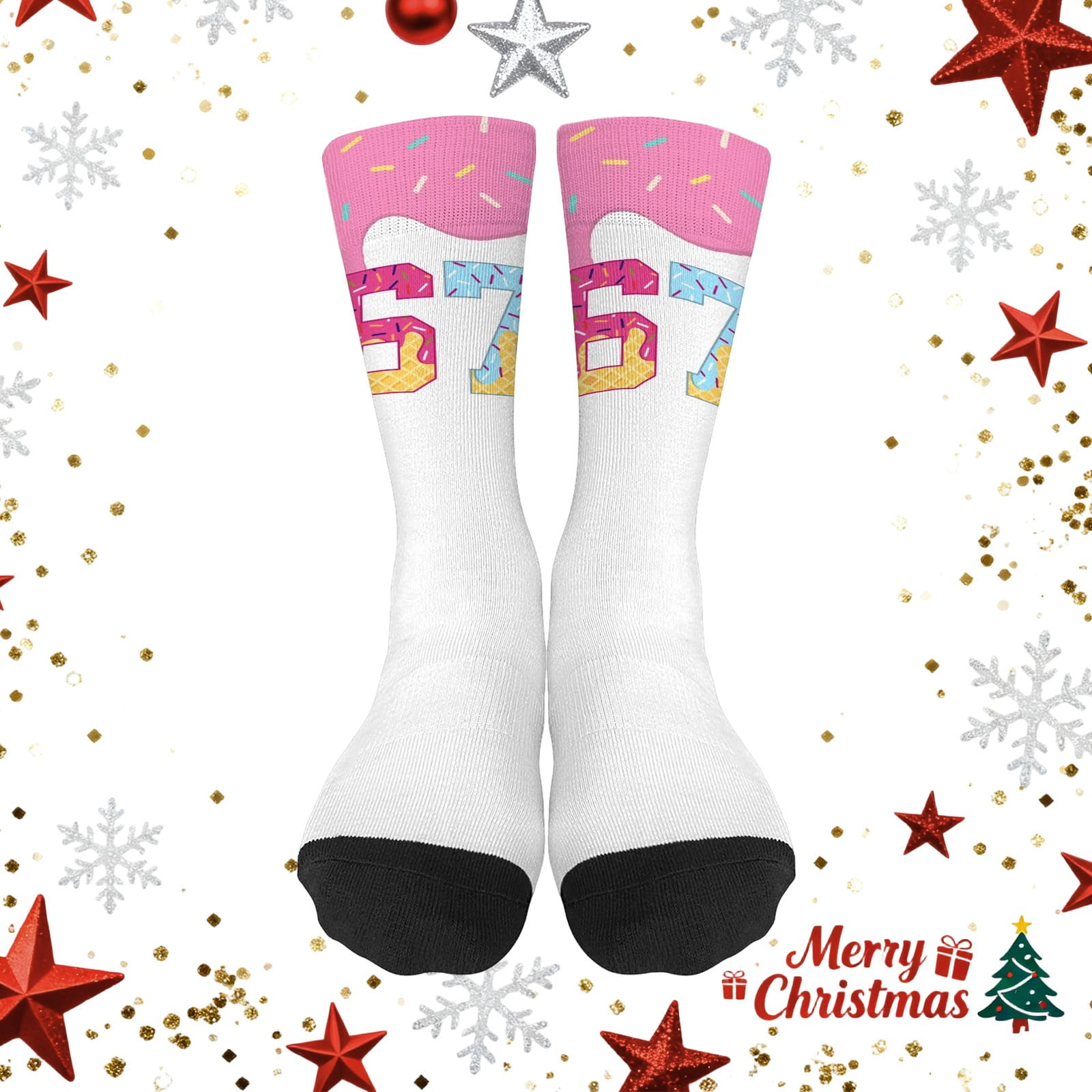 67 Socks Ice Cream 6 7 Meme Novelty Six Seven Number Crew Socks Funny ...