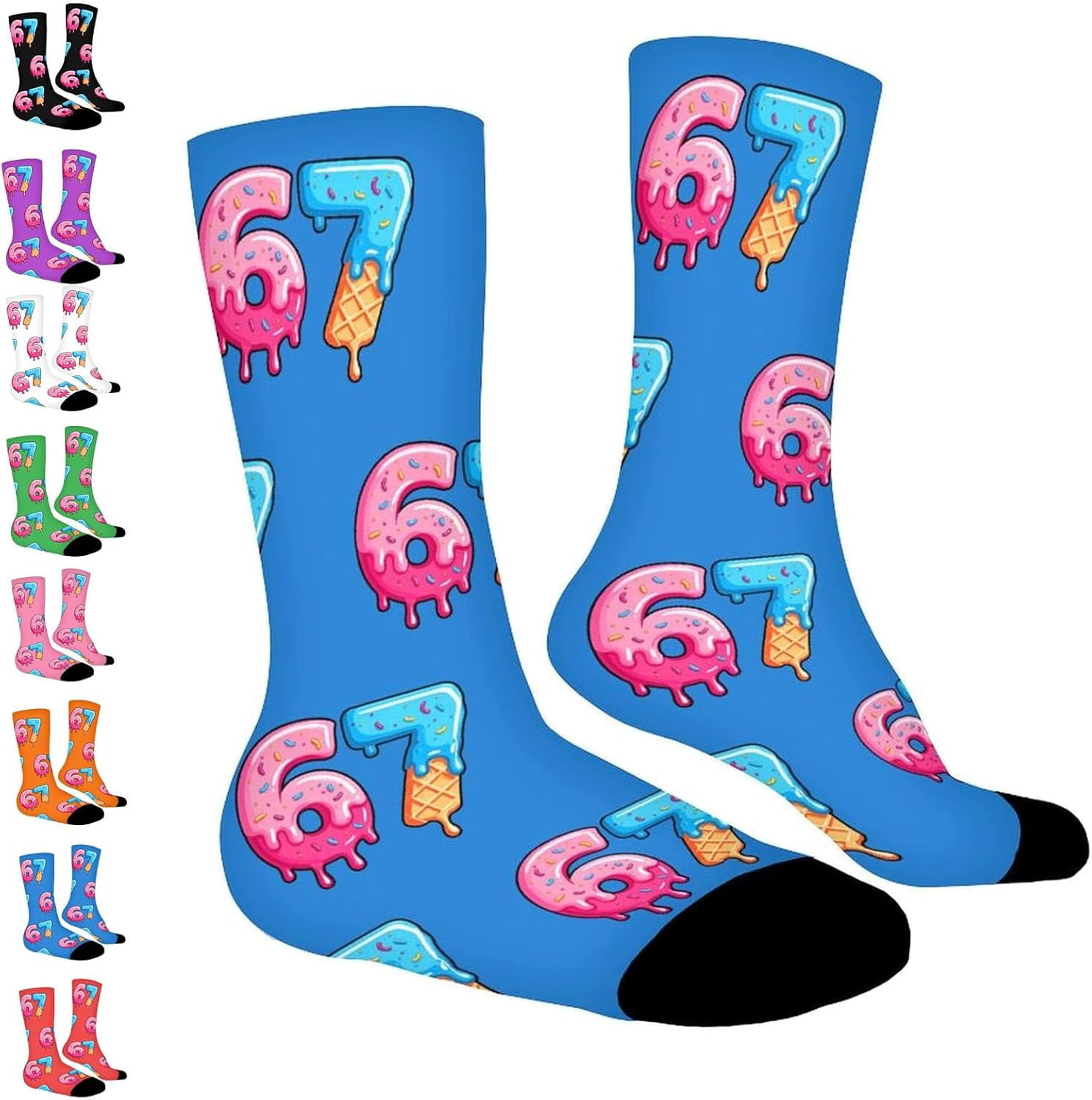 67 Socks Kids Christmas 6 7 Meme Novelty Six Seven Graphic Crew Socks ...
