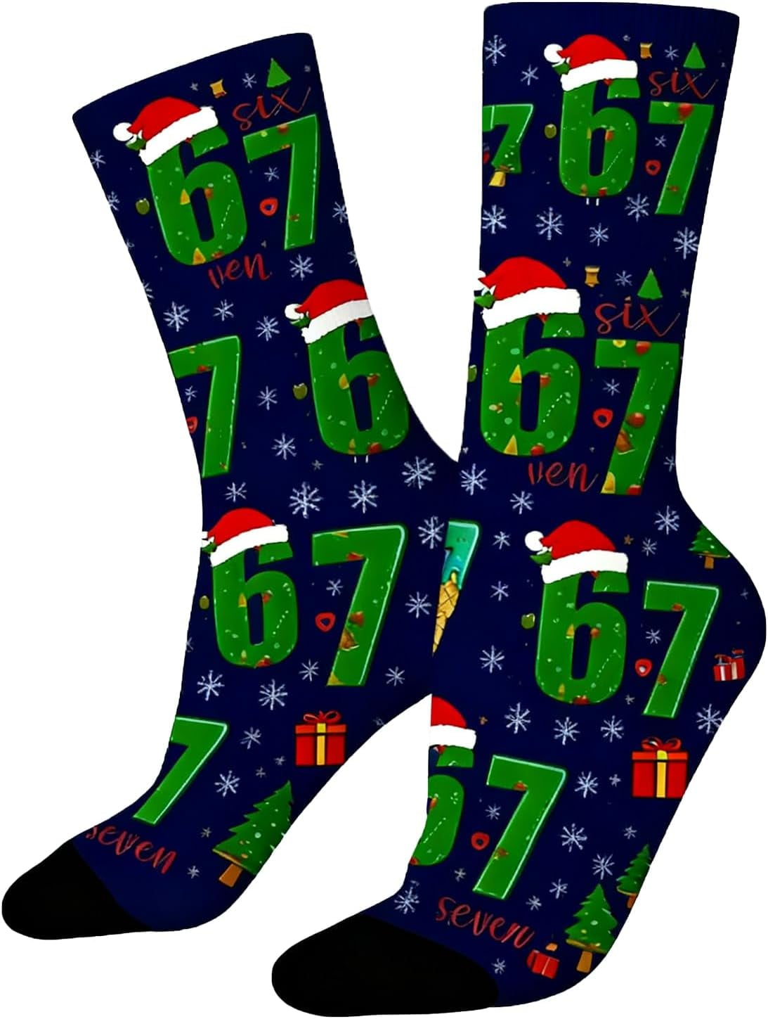 67 Socks Kids Christmas 6 7 Meme Novelty Six Seven Graphic Crew Socks ...