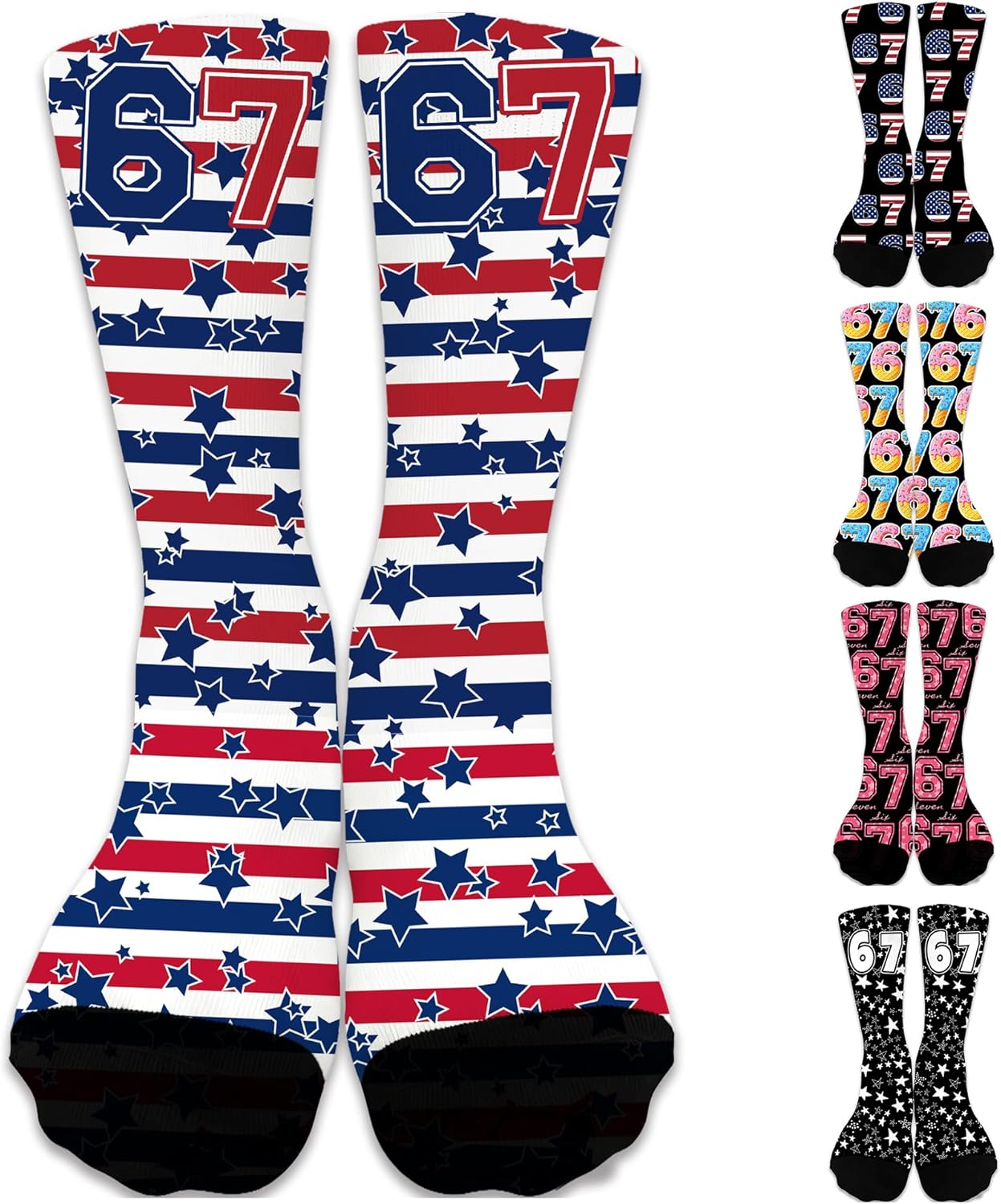 67 Socks Kids Six Seven 67 Sock Ice Cream Drip 6 7 Meme Design Socks ...