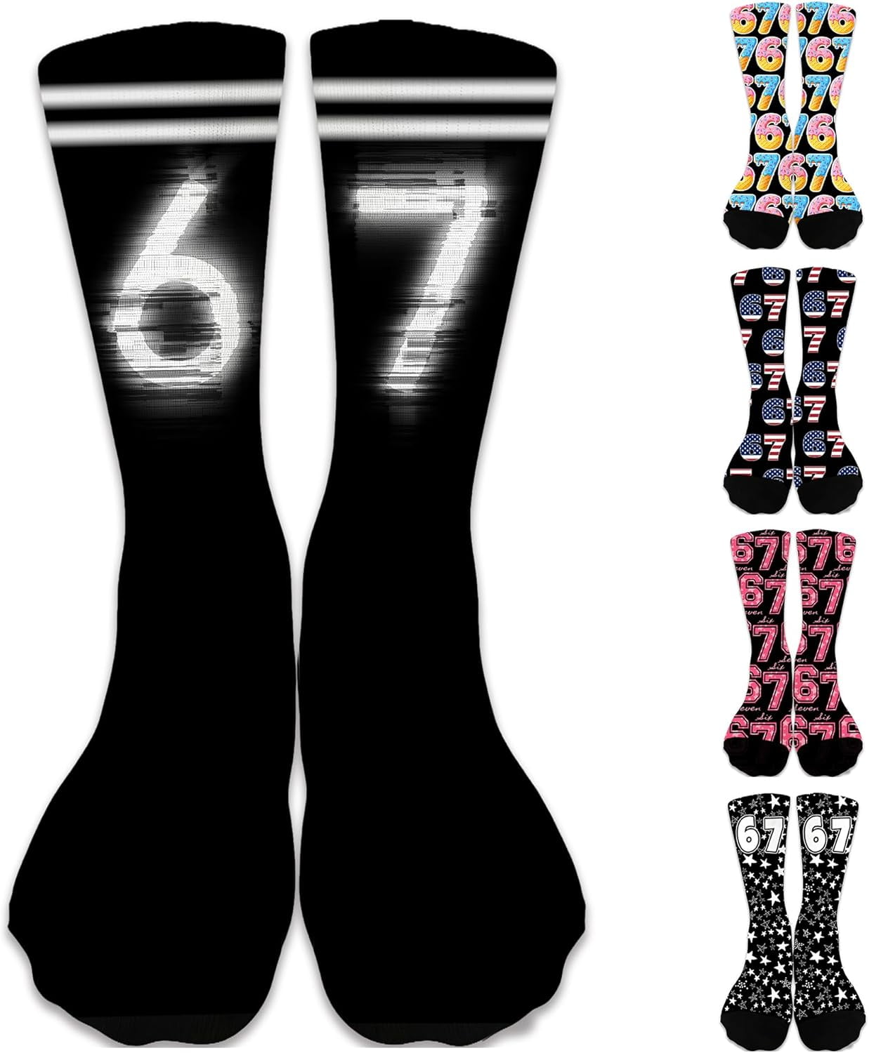 67 Socks Kids Six Seven 67 Sock Ice Cream Drip 6 7 Meme Design Socks ...