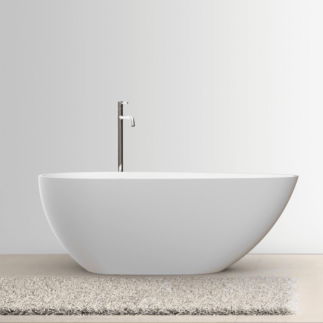 67"Solid Surface Freestanding Bathtub, Contemporary Oval Shape Soaking ...