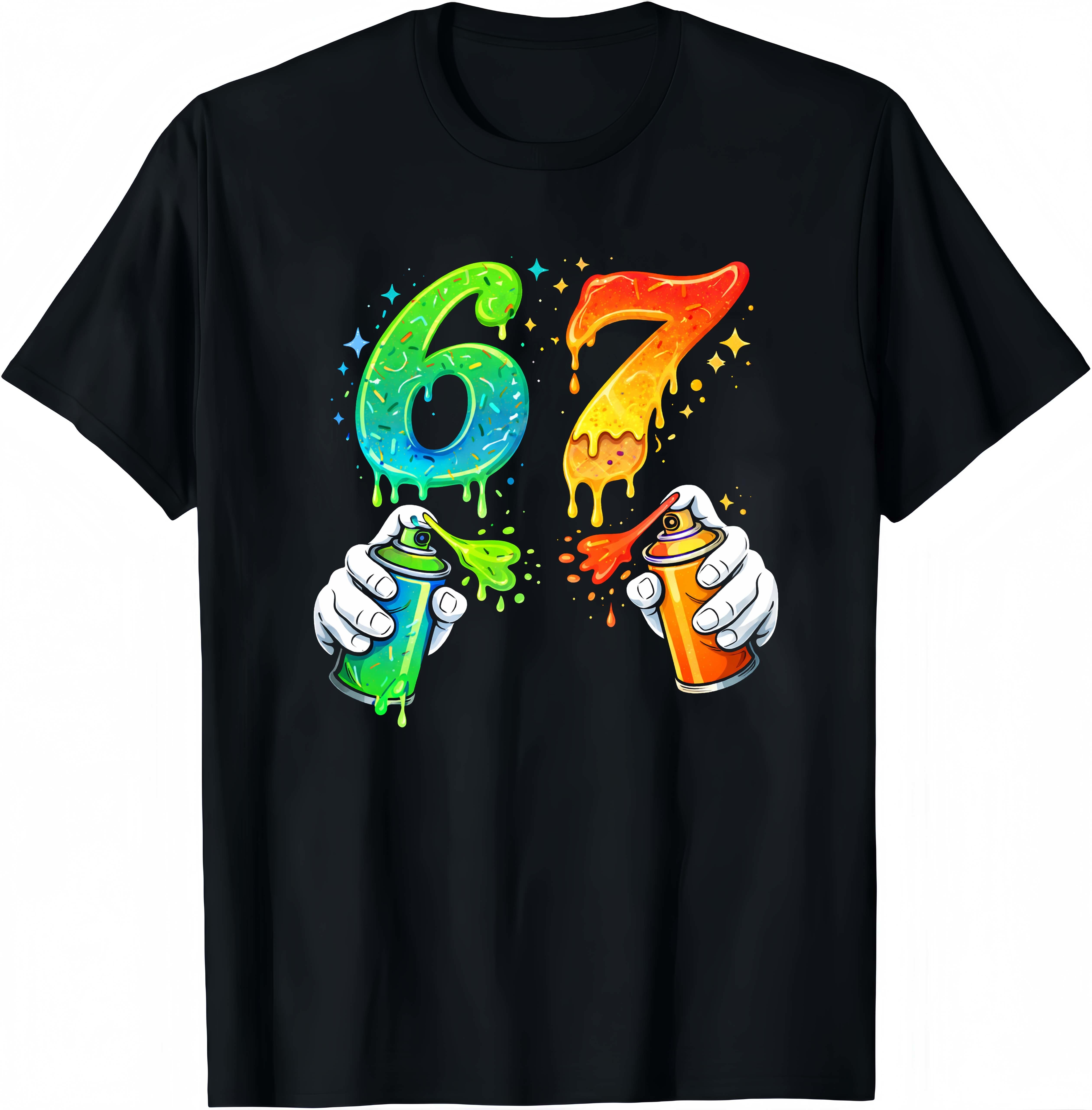 67 Spray Paint Drip Graphic Black T-Shirt - Street Art Style, Sizes S ...