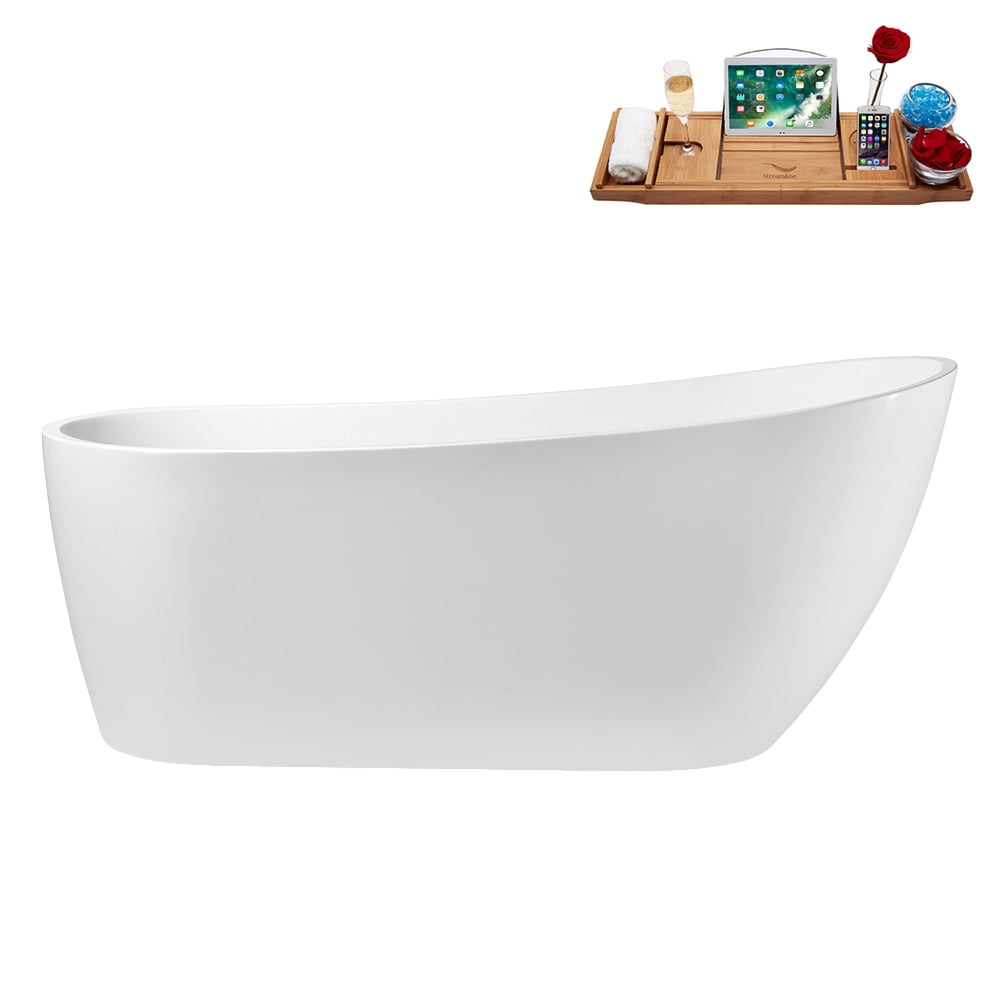 67" Streamline G-16-121-BBR Soaking Glossy White Freestanding Tub and ...