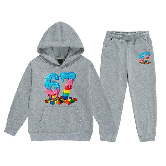 67 Sweatshirt Kids,Boys Girls Cartoon Number Print Hooded Sweatshirt ...
