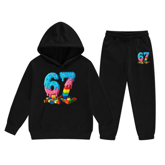 67 Sweatshirt Kids,Boys Girls Cartoon Number Print Hooded Sweatshirt ...