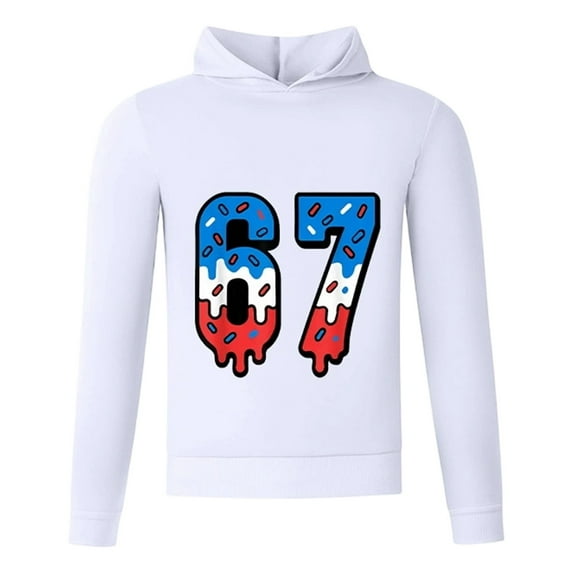 67 Sweatshirt Kids Casual Cozy Soft 6 7 Hooded Pullover 100 Days Of ...