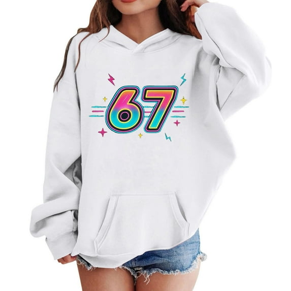 67 Sweatshirt Kids Girls 67 Six Seven Meme Hooded Sweatshirt Soft ...