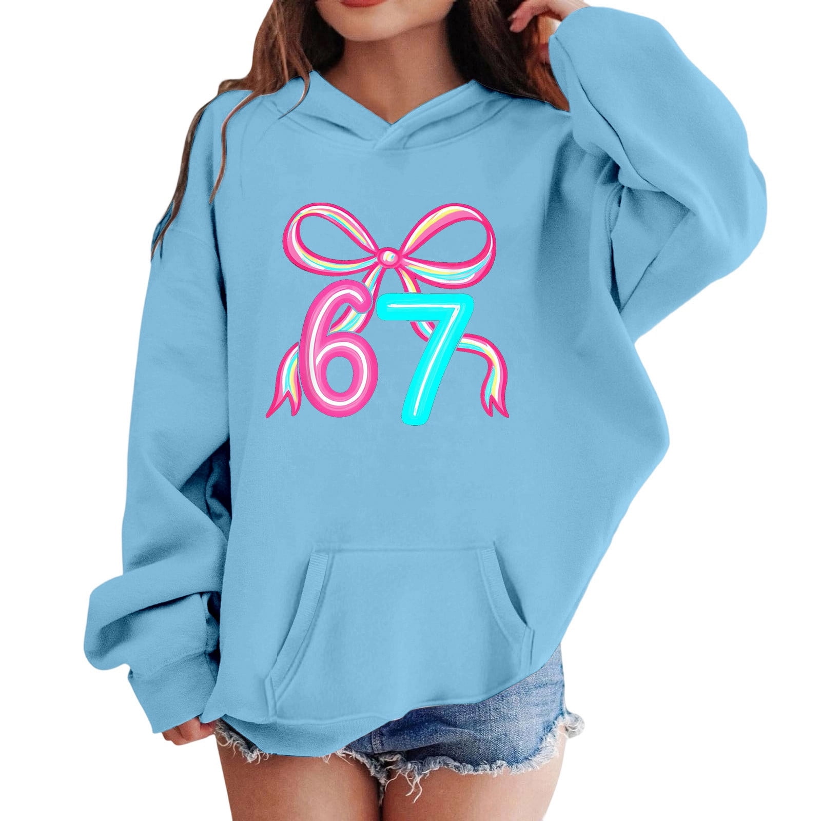67 Sweatshirt Kids Girls 67 Six Seven Meme Hooded Sweatshirt Soft ...