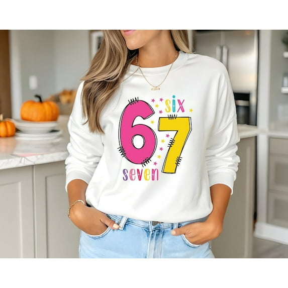 67 Sweatshirt, Six Seven Crewneck, Viral Tiktok Hoodie, Retro Aesthetic ...