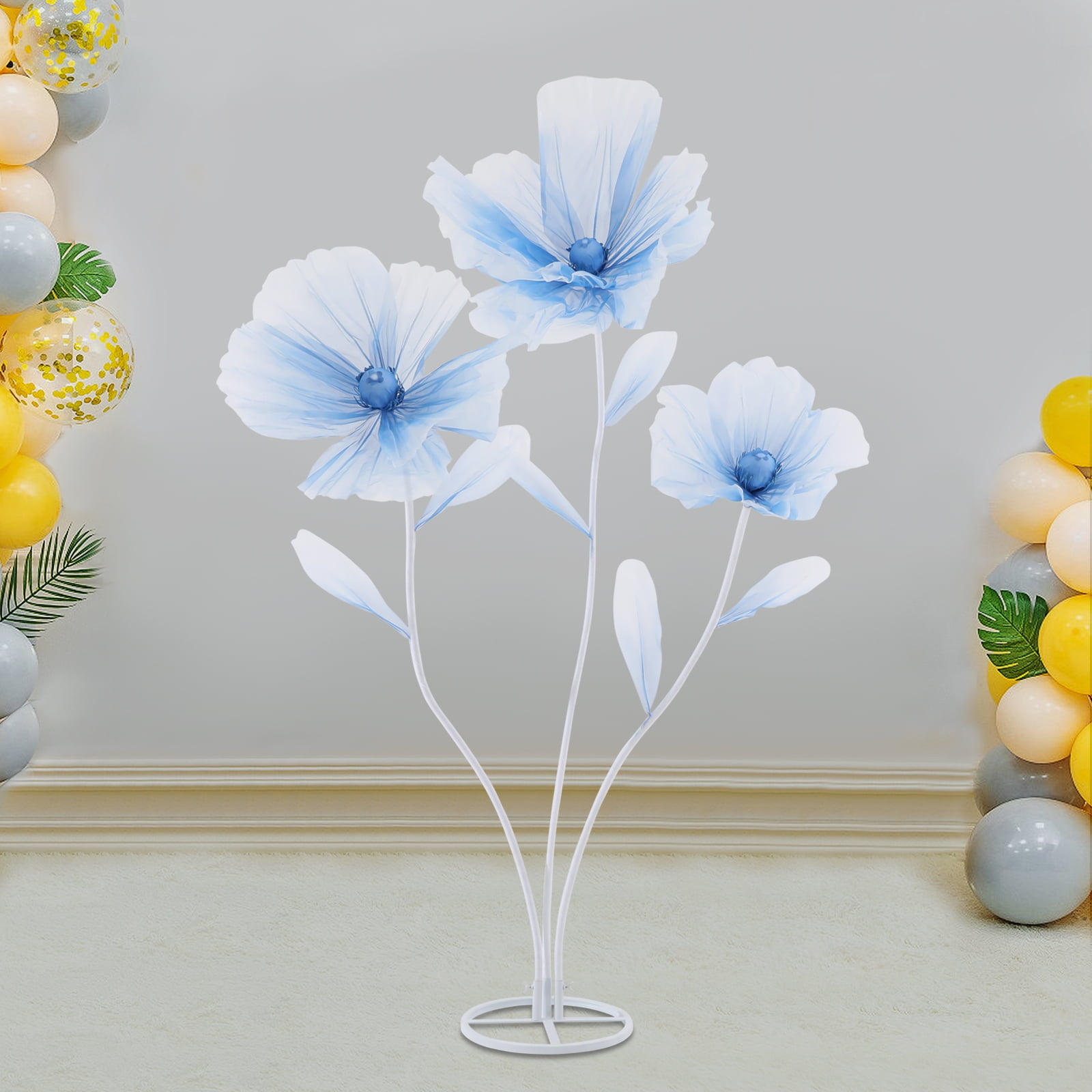 67" Tall Artificial Blue Hydrangea Flowers 3-Head Silk Flower ...