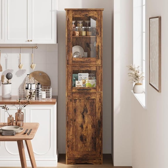 67"Tall Bathroom Cabinet - Slim Freestanding Storage with Doors ...