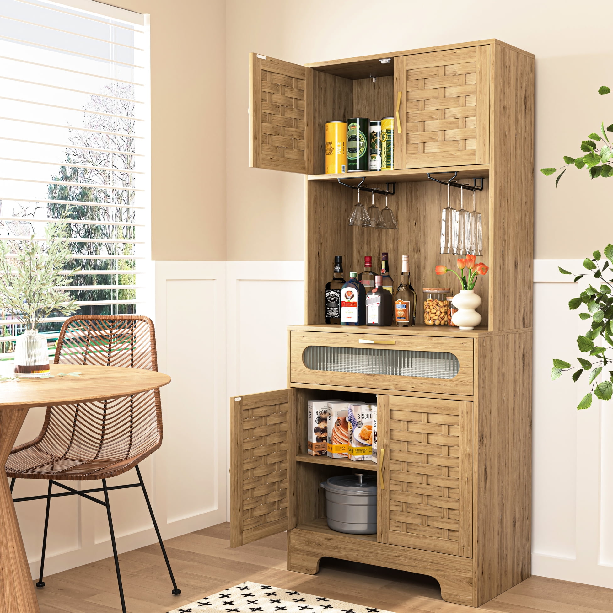 67'' Tall Home Pantry Cabinet - Freestanding With Protecting Feature ...