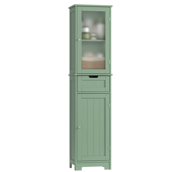 67" Tall Narrow Bathroom Cabinet, Freestanding Storage Unit with ...