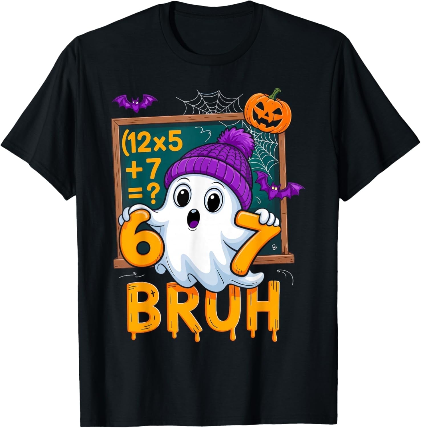 67 Teacher Halloween Ghost Six Seven Meme Math Humor Ghost T-Shirt ...