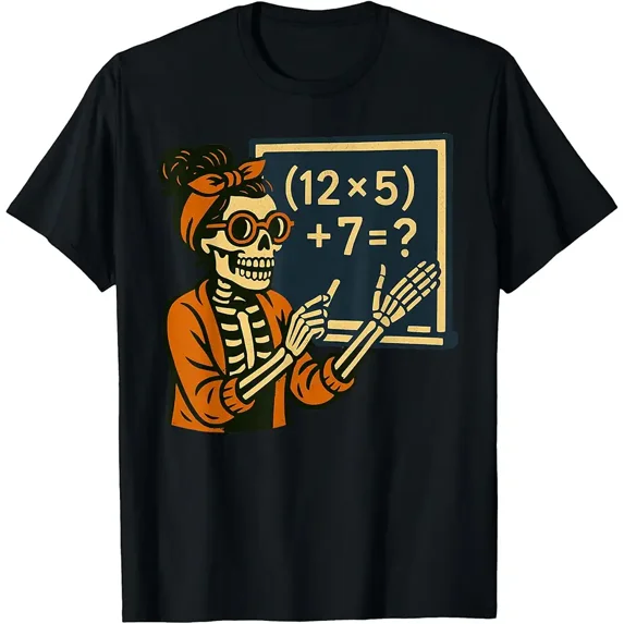 67 Teacher Halloween Skeleton Six Seven Meme Brainrot Math T-Shirt ...