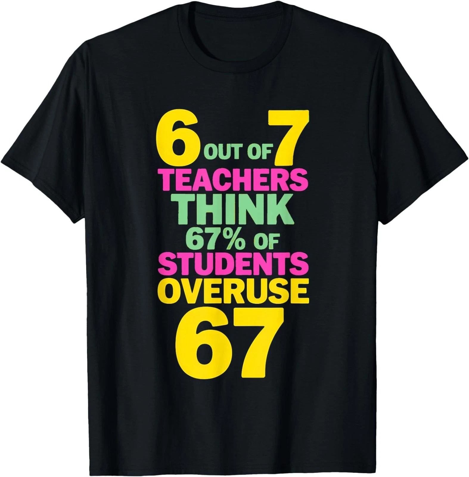 67 Teacher Six Seven Overuse Joke Classroom Humor Meme Print Unisex T ...