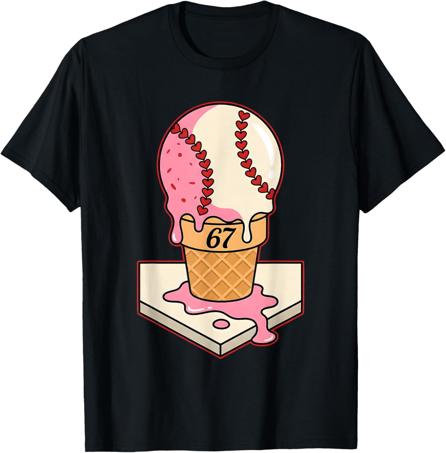 67 Tee Baseball Creamy Dripping Graphic Sixty-Seven Clothes T-Shirt ...