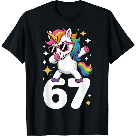 67 Unicorn Dabbing Six Seven Meme Funny T-Shirt - Walmart.com