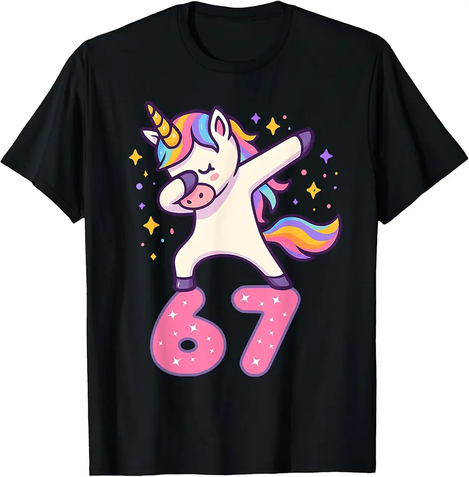 67 Unicorn for Girls Six Seven Meme Brainrot Funny Kids T-Shirt ...