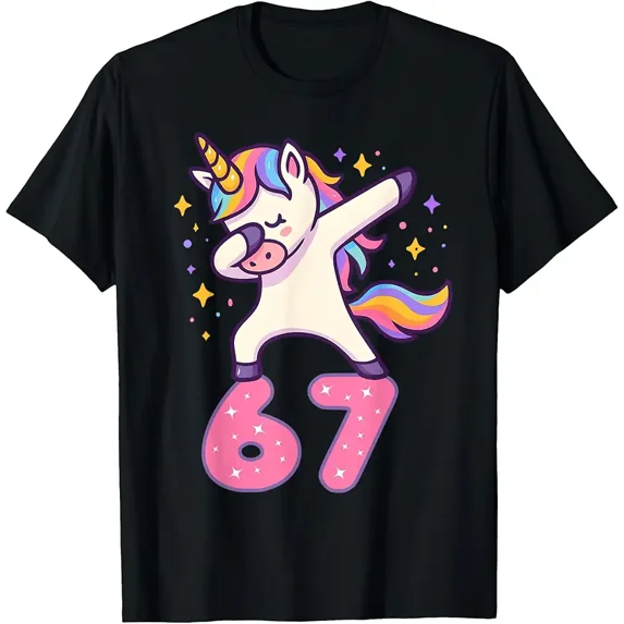 67 Unicorn for Girls Six Seven Meme Brainrot Funny Kids T-Shirt ...